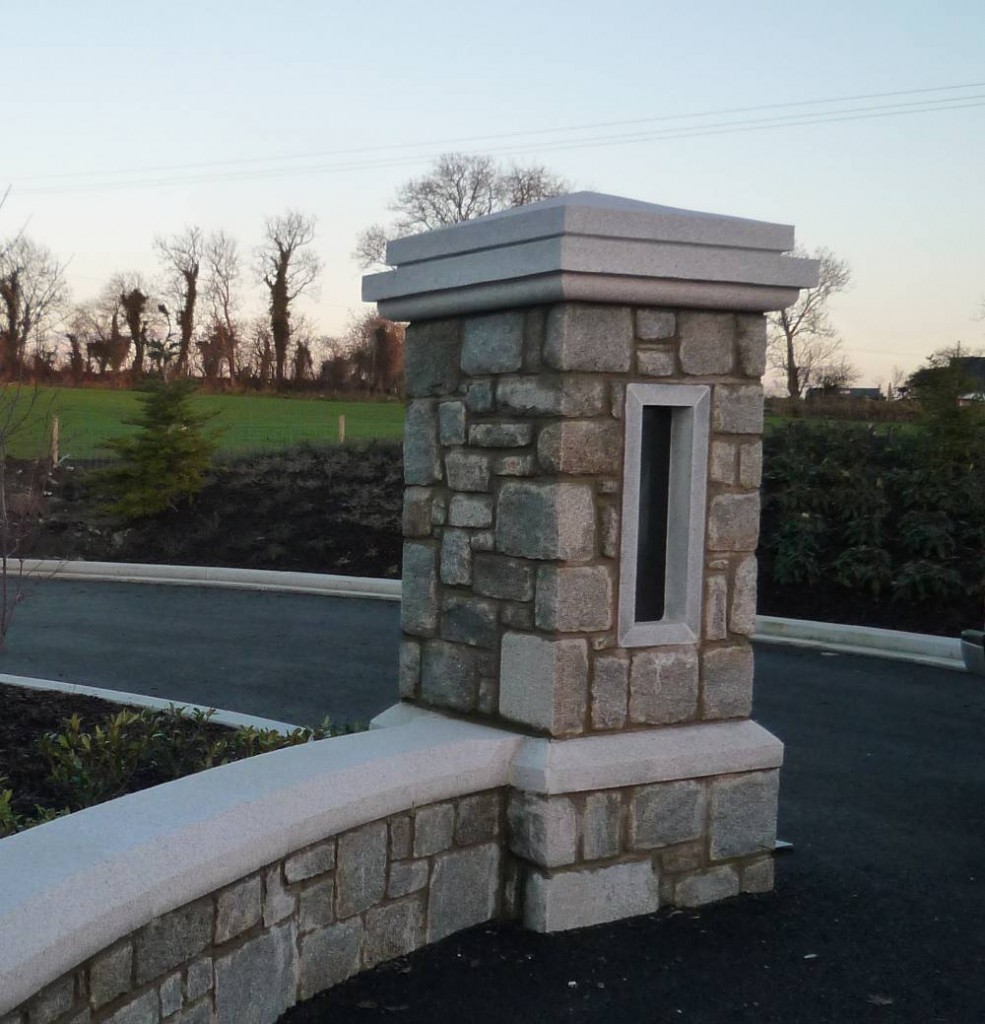 Silver grey pier cap /plinth block and wall curved capping - Creggan ...